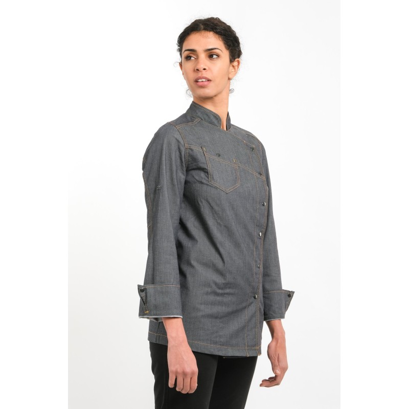 Denim chef jacket for women | BELLA jeans jacket blue | grey