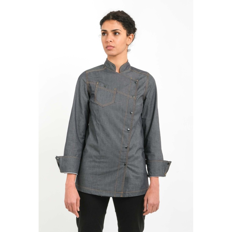 Denim chef jacket for women | BELLA jeans jacket blue | grey