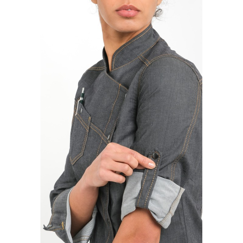 Denim chef jacket for women | BELLA jeans jacket blue | grey