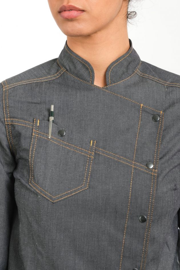 Denim chef jacket for women | BELLA jeans jacket blue | grey